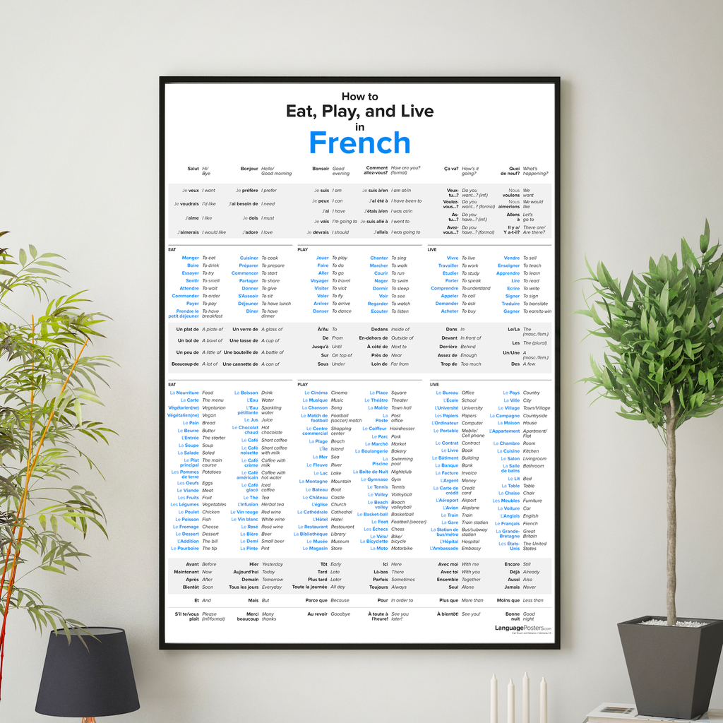 How to Eat, Play, and Live in French - Poster – LanguagePosters.com