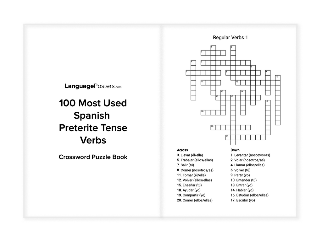 100 Most Used Spanish Preterite (Past) Tense Verbs Poster w/ Study Gui ...