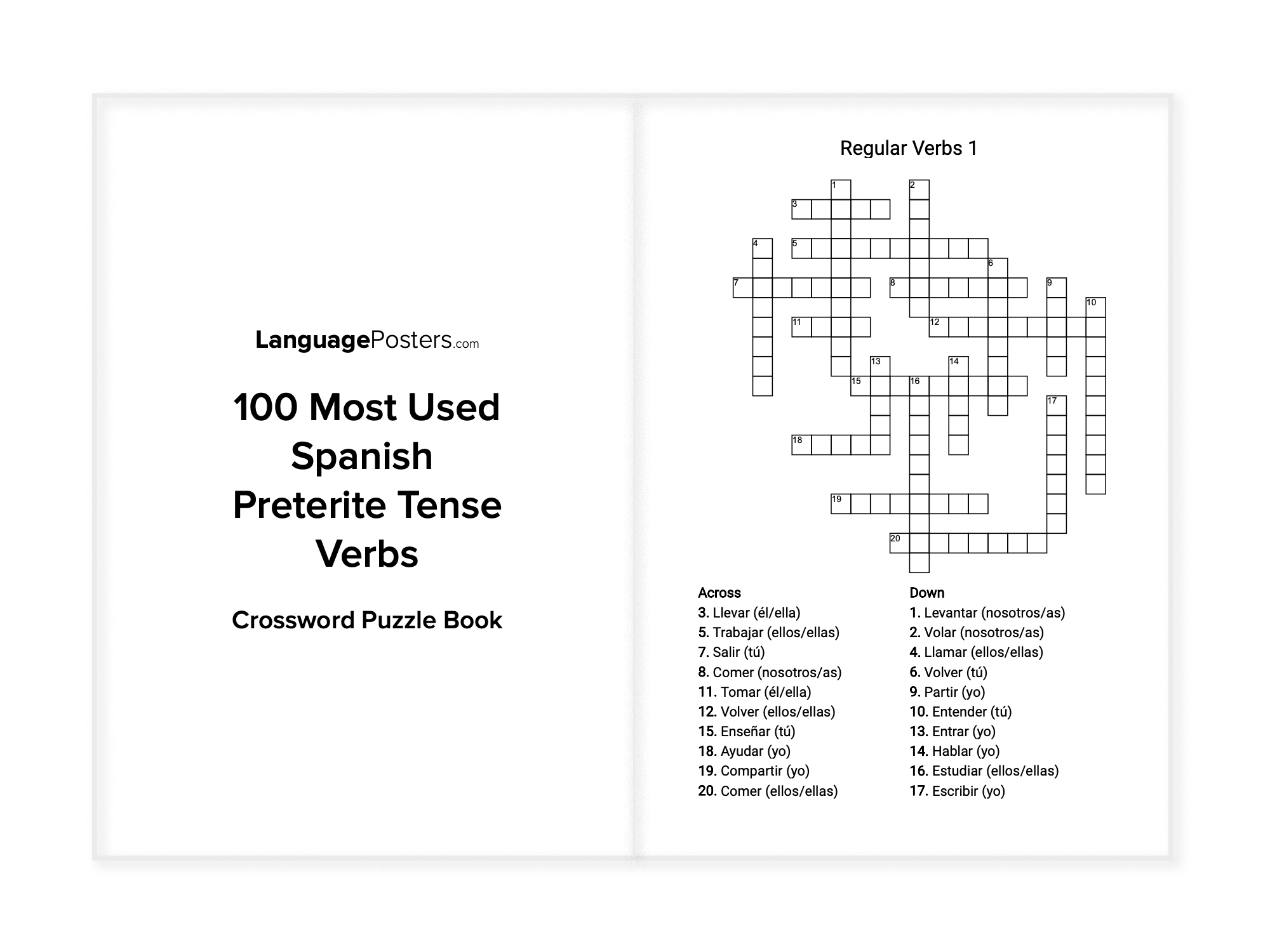 100 Most Used Spanish Preterite (Past) Tense Verbs Poster w/ Study Gui ...